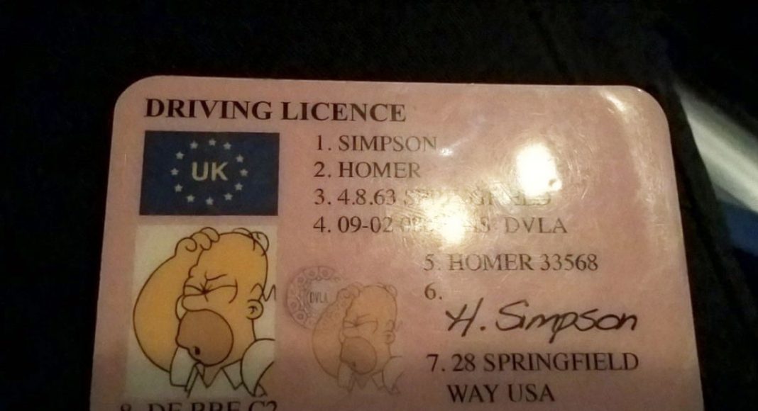 Doh! Stopped Driver Gives Cop Homer Simpson License